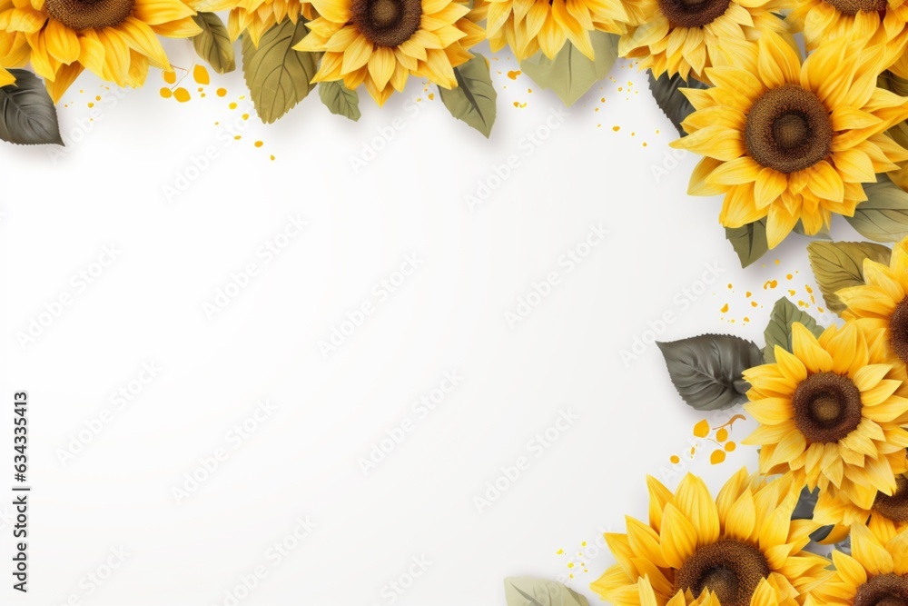 Sunflower border frame on white background. AI generated Stock Photo ...