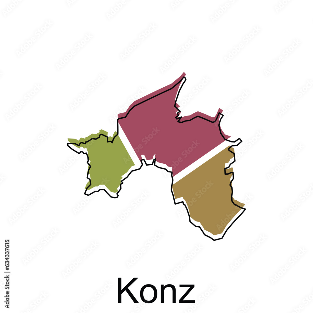 Konz City Map illustration. Simplified map of Germany Country vector ...