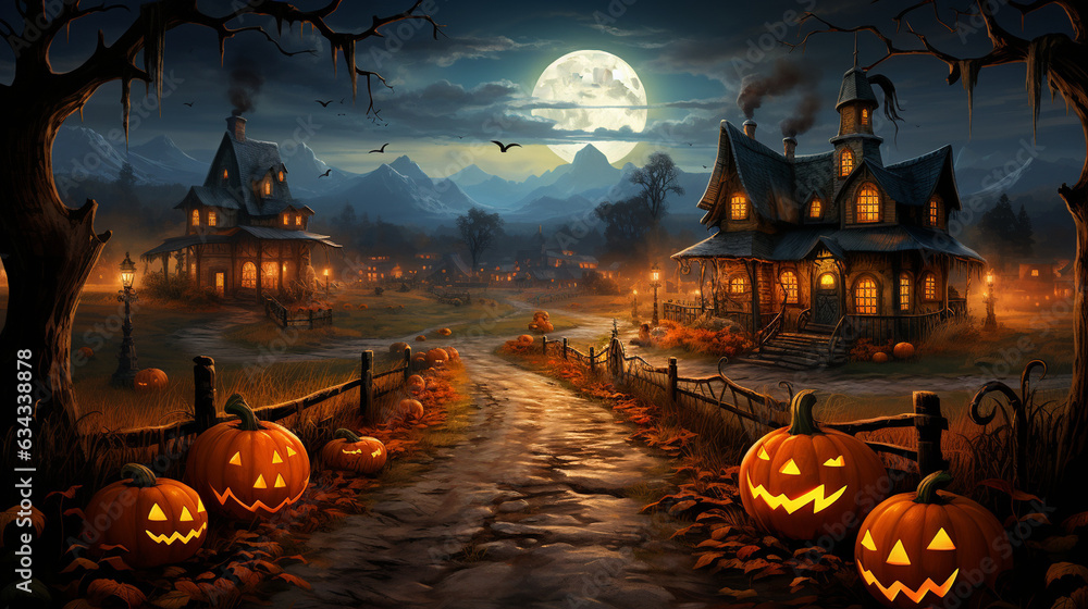 Harvest Moon Magic: A harvest moon casting its golden glow over a ...