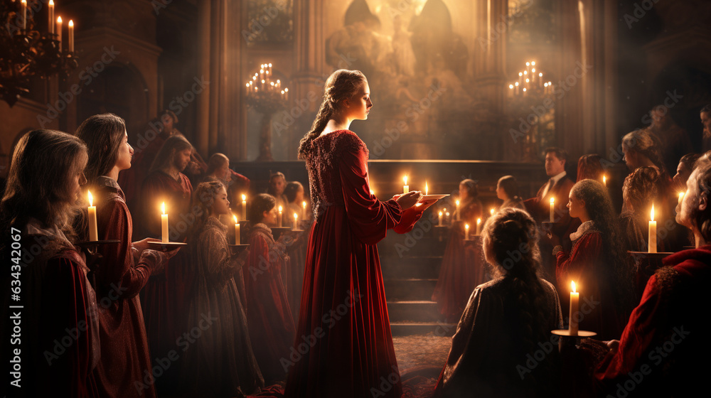 Christmas Choir: A choir singing hymns in front of a candlelit backdrop ...