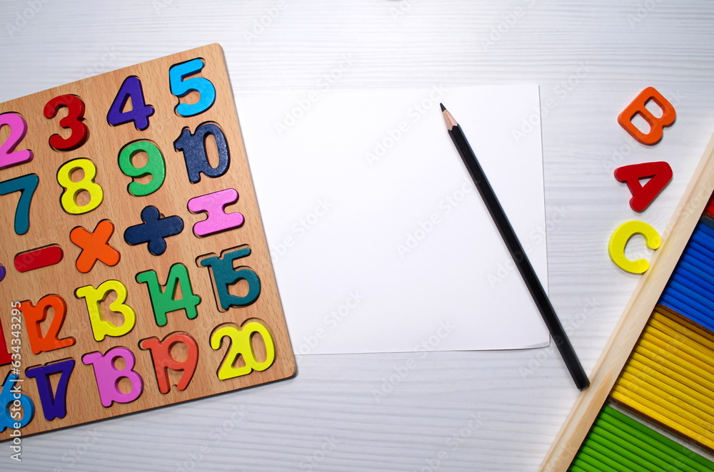 Set wooden educational teaching aids Number match calculate ...