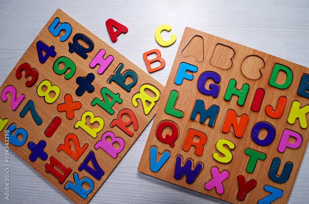 Set wooden educational teaching aids Number letters intelligence game ...