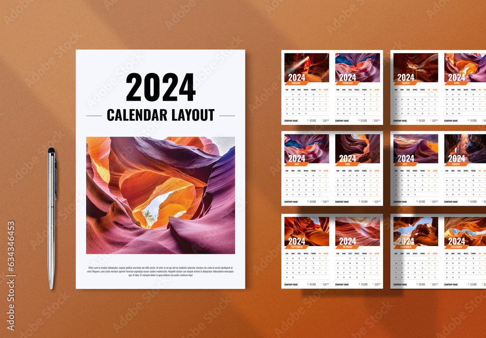 2024 Calendar Brochure Template Stock Template | Adobe Stock