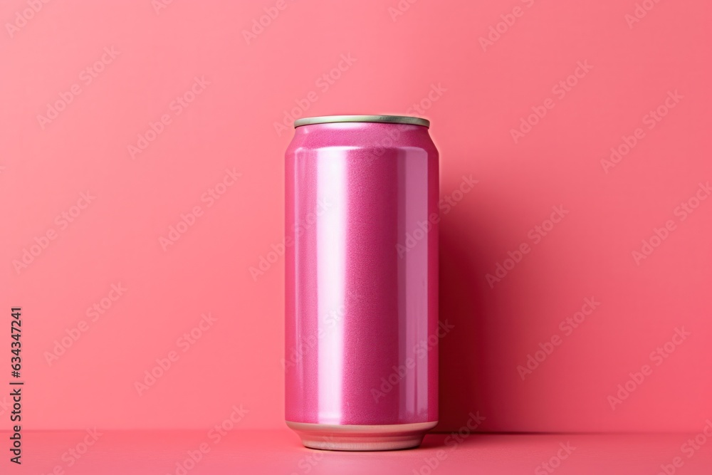 A vibrant and dynamic cylinder of pink tin stands out against a soft ...