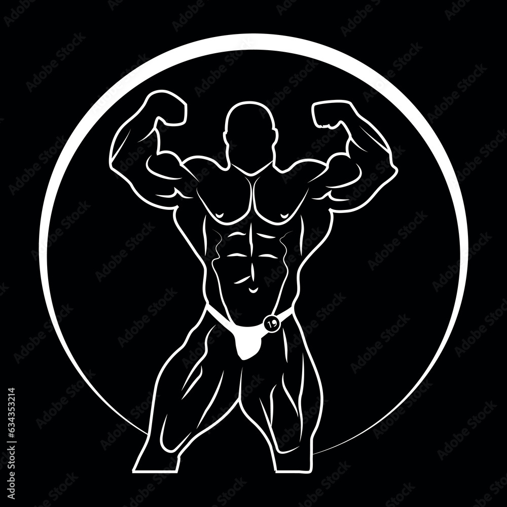 double bicep pose vector file with black background Stock Vector ...