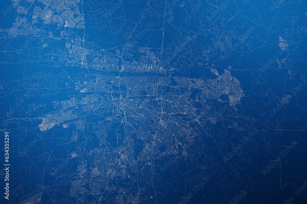 Stylized map of the streets of Pretoria (South Africa) made with white ...