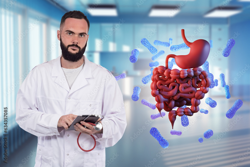 Man doctor. Gastrointestinal tract. Medicine gastroenterology ...