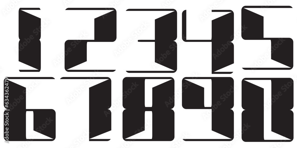 assorted digital custom vector numbers. minimum. Color gradation. Dark ...