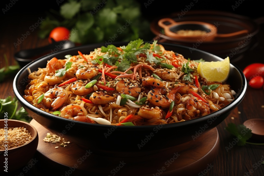 Pad Thai: A popular Thai noodle dish with stir-fried rice noodles ...