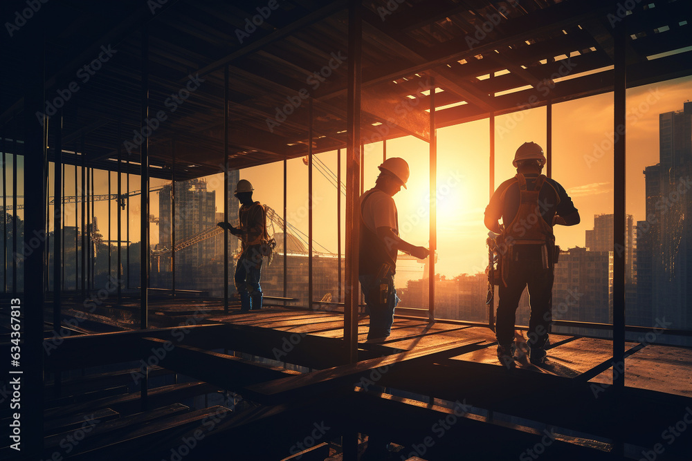 Construction Workers Transforming the Landscape. Scene captures the ...