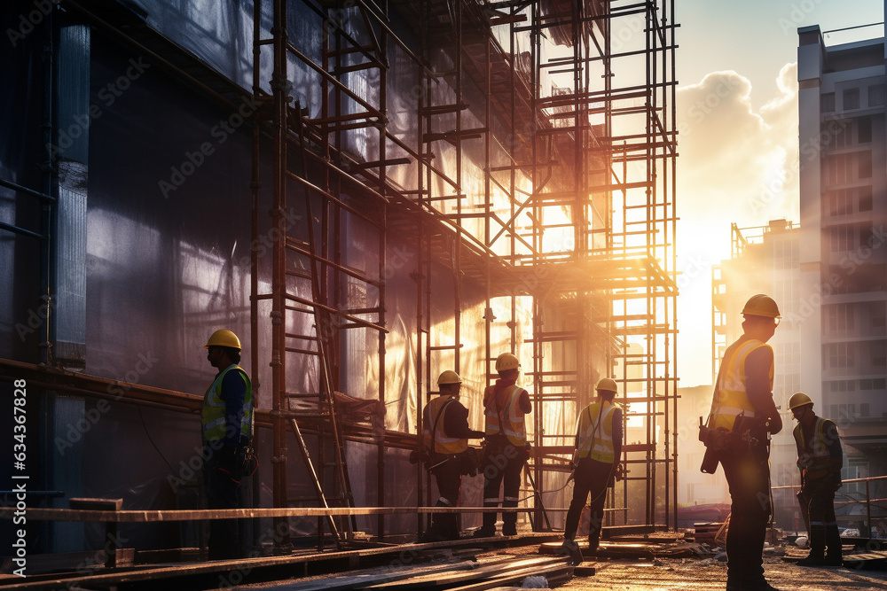 Construction Workers Transforming the Landscape. Scene captures the ...