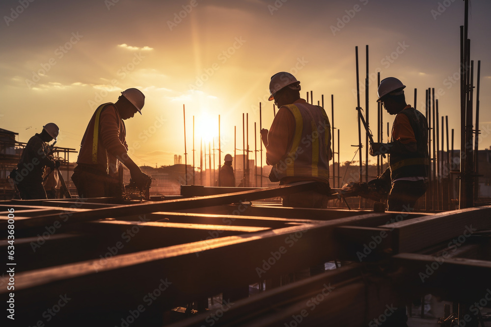 Construction Workers Transforming the Landscape. Scene captures the ...