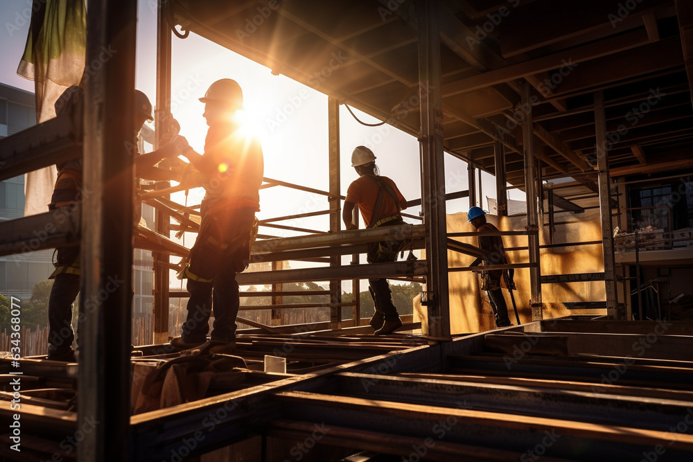 Construction Workers Transforming the Landscape. Scene captures the ...