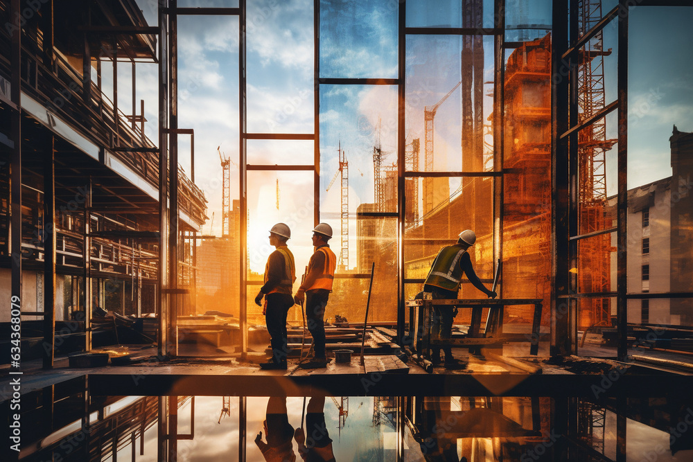 Construction Workers Transforming the Landscape. Scene captures the ...