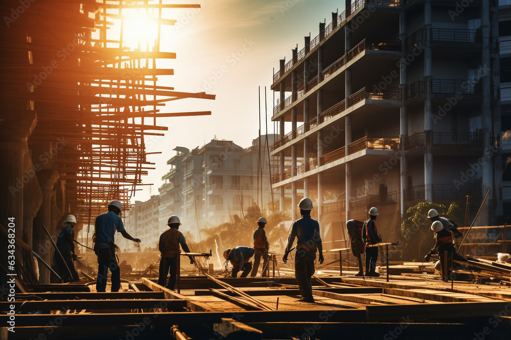 Construction Workers Transforming the Landscape. Scene captures the ...