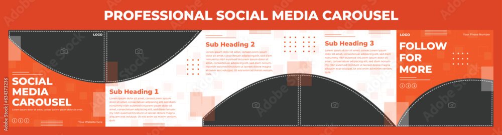 Professional Editable Orange Social media Carousel Template, Microblog carousel template for ...