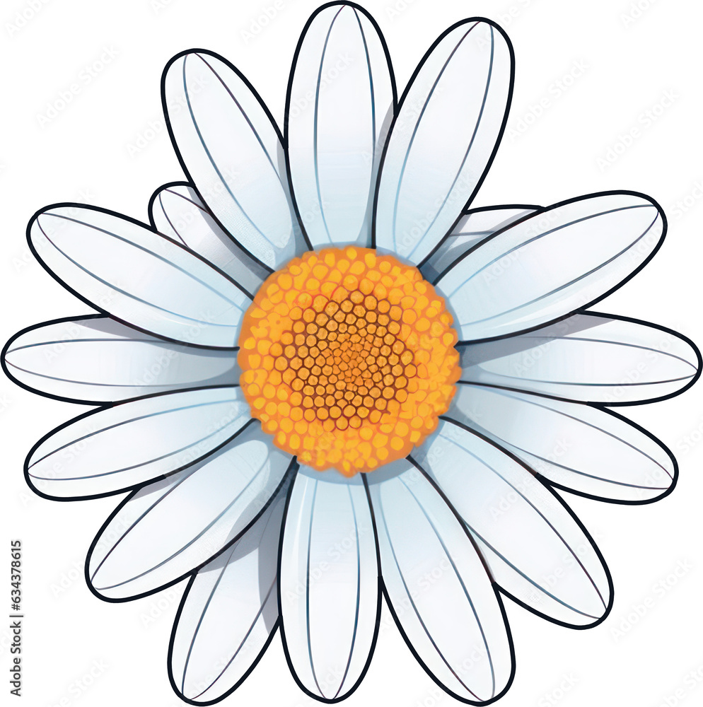 Beautiful clip art illustration of a white daisy flower against a ...