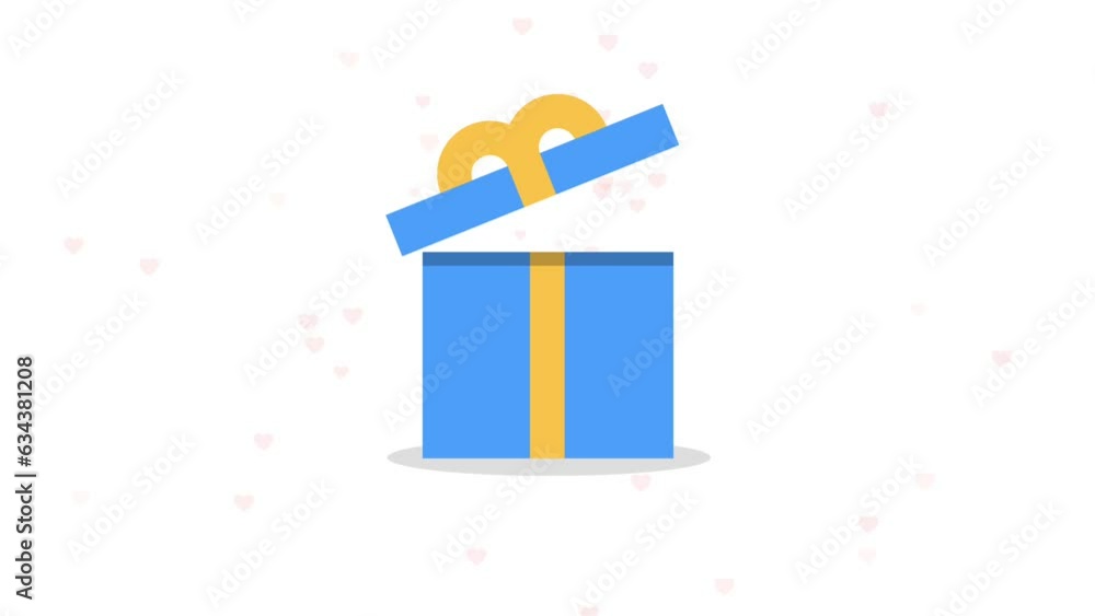 Gift box animation with heart symbol inside the box.suitable for ...