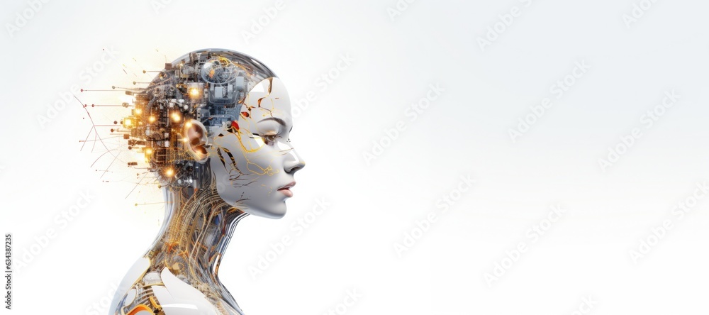 Foto de 3D ILLUSTRATION RENDERING. CLOSE UP FACE, HEAD. TECHNOLOGY ...