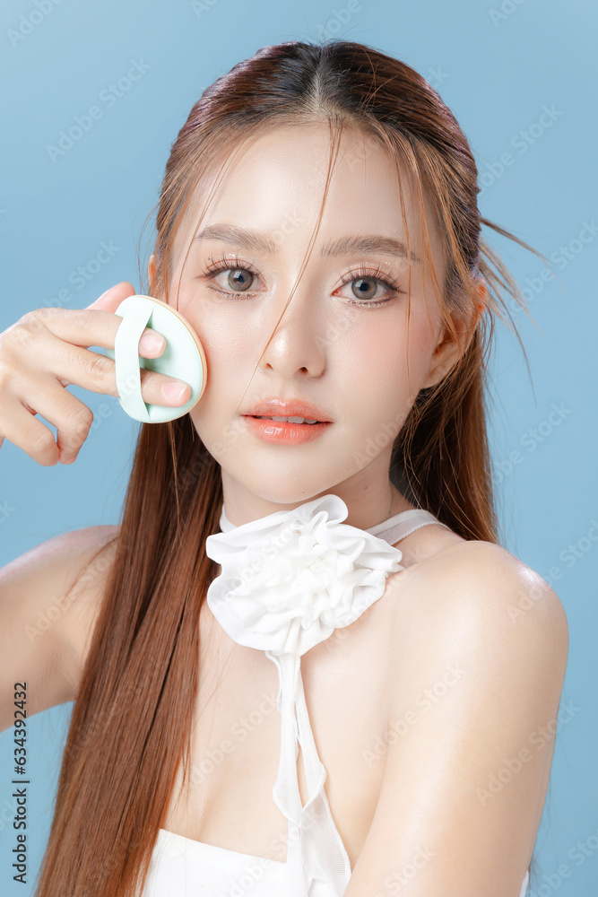 Young Asian Beauty Woman Model Long Hair With Natural Makeup Look On