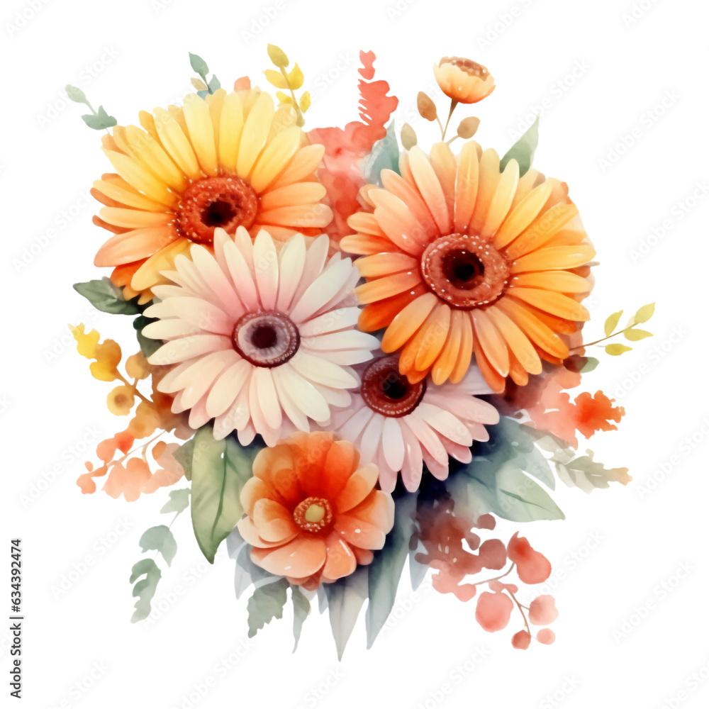 Flowers Watercolor Clip Art, Floral Watercolor Illustration, Flowers ...
