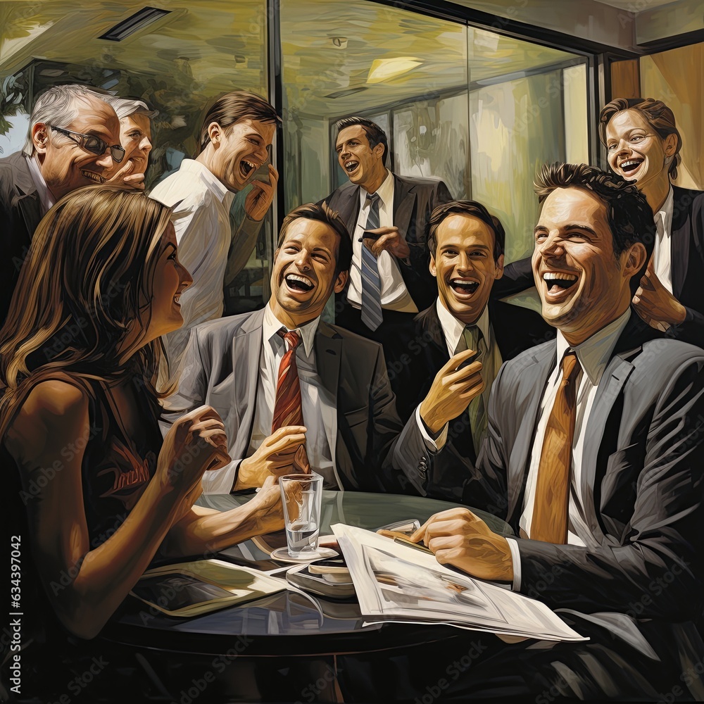 funny humor businesspeople casual conversation businessman make joke ...