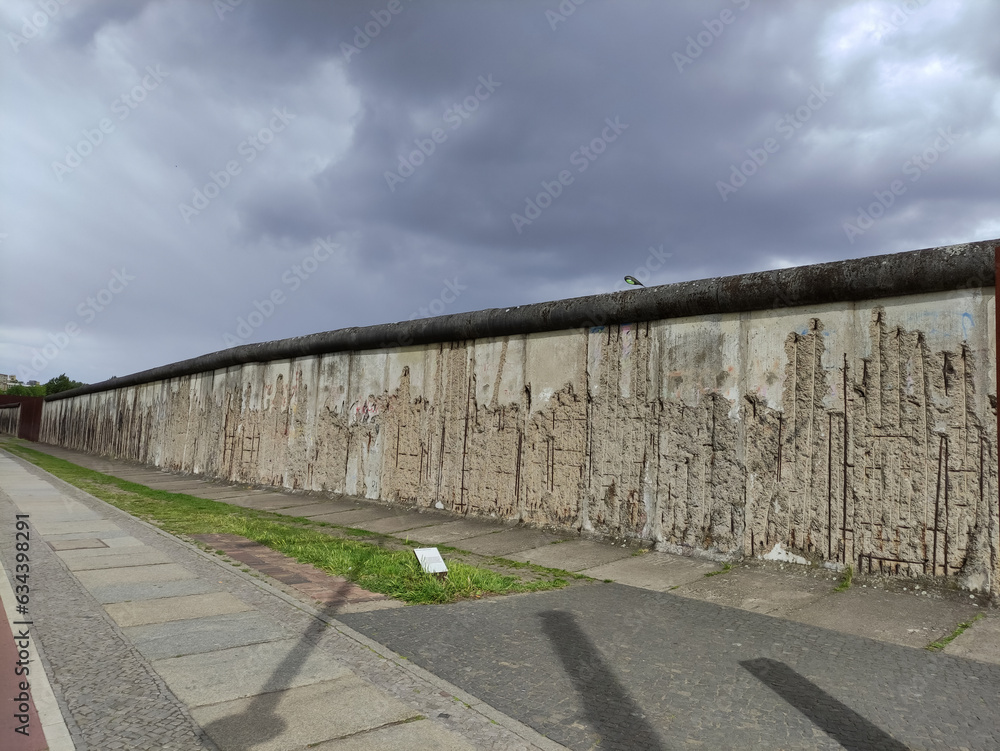 The Berlin wall. Guarded barrier. Cement construction. Symbol of cold ...