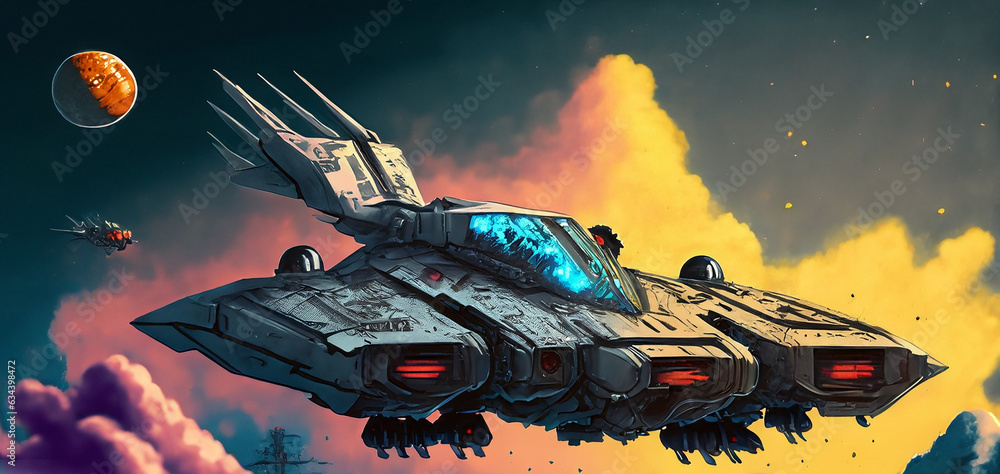 Retro Spaceship Concept Art - Generative ai, üretken yapay zeka Stock ...