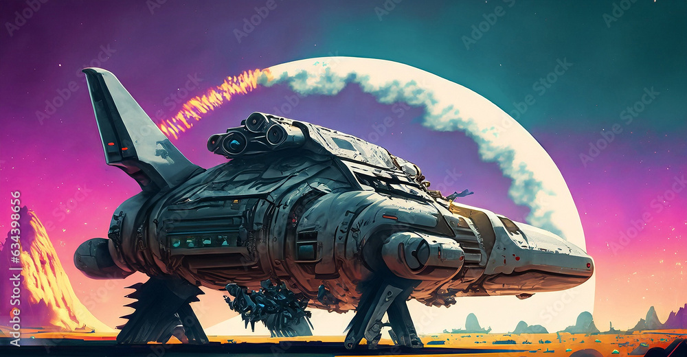 Retro Spaceship Concept Art - Generative ai, üretken yapay zeka Stock ...