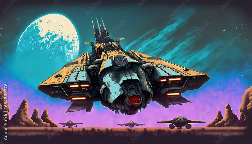 Retro Spaceship Concept Art - Generative ai, üretken yapay zeka Stock ...