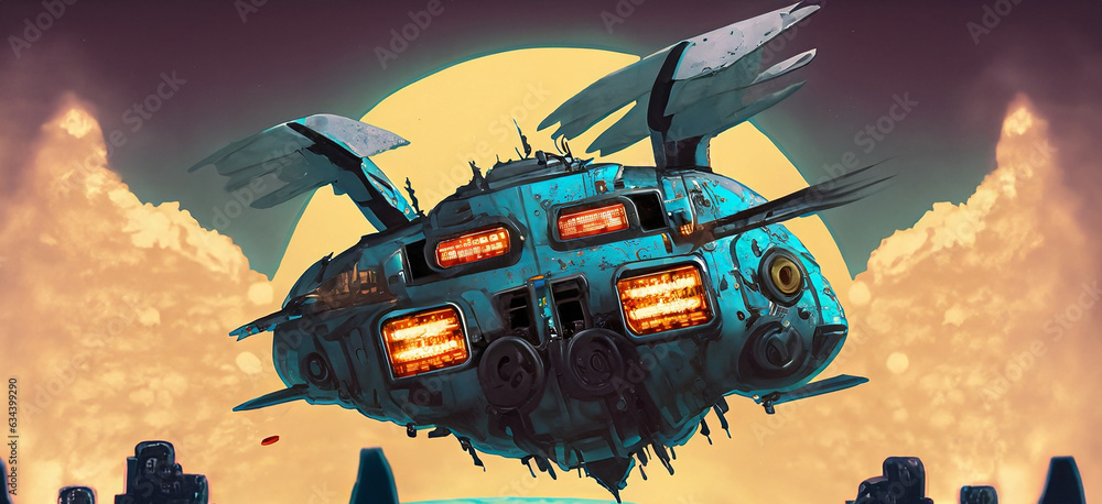 Retro Spaceship Concept Art - Generative ai, üretken yapay zeka Stock ...