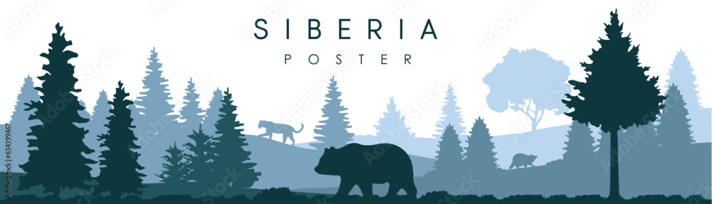 A poster design with Siberian Scene. A background design with flora and ...