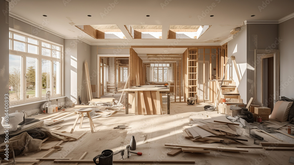 Concept of home refurbishment, showing the transformation and ...