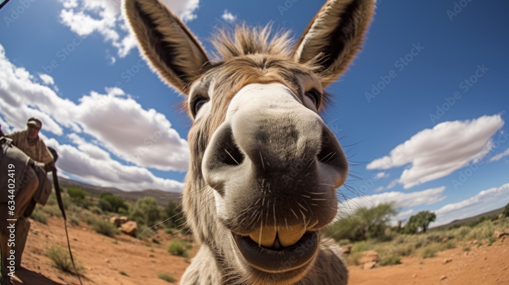 Donkey funny is a cute baby donkey sticking his nose in the camera to ...