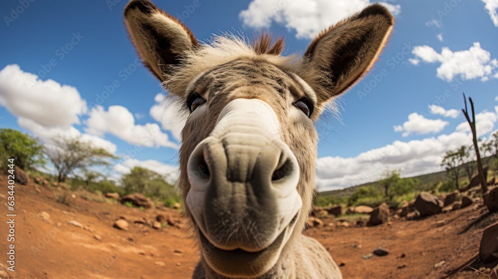 Donkey funny is a cute baby donkey sticking his nose in the camera to ...