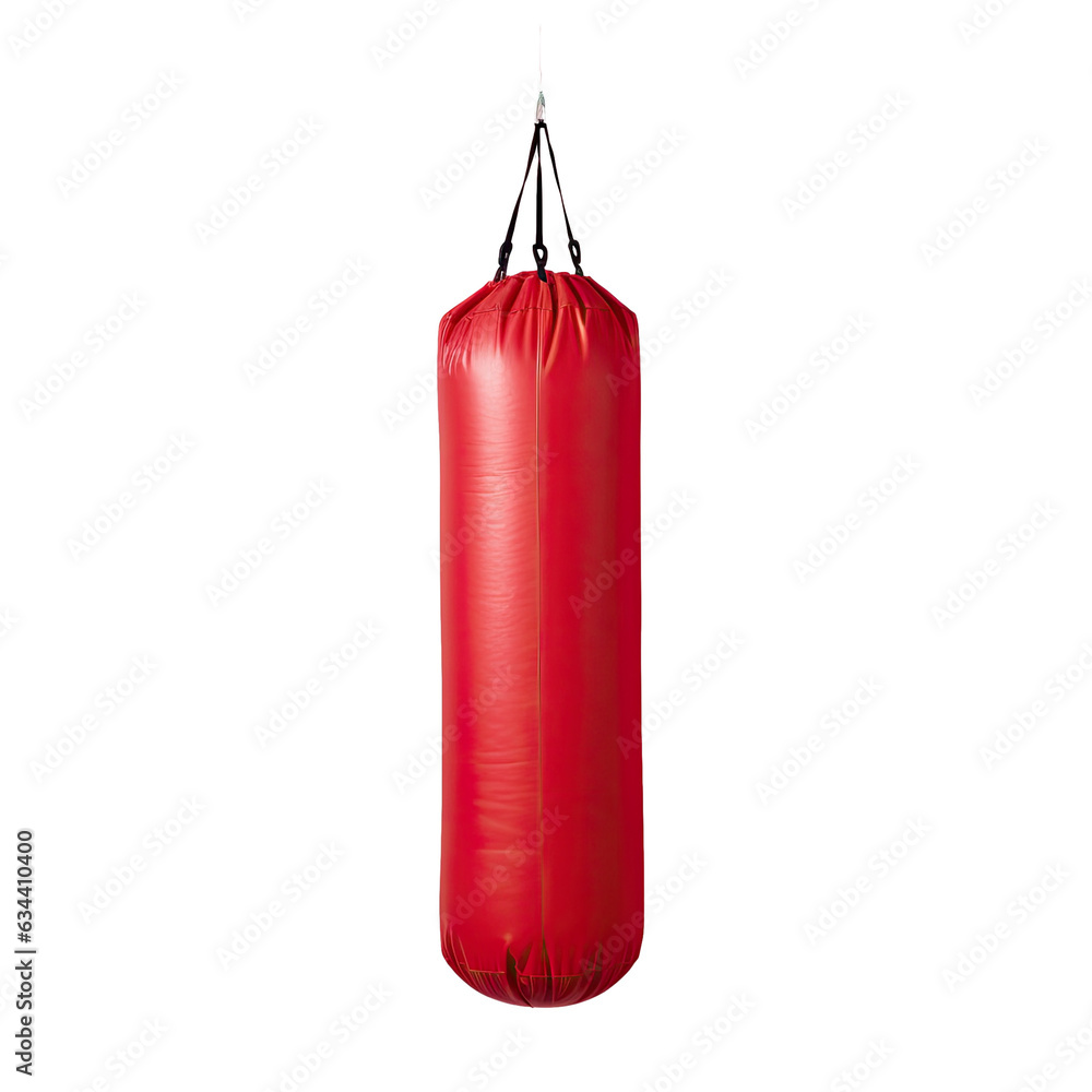 Red punching bag in studio isolated on transparent background Stock ...