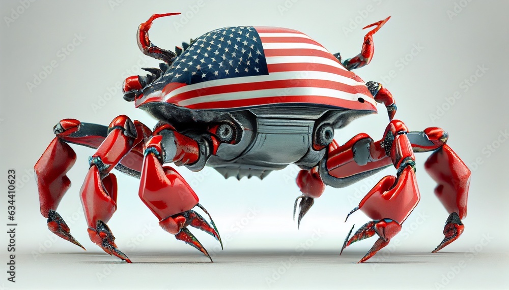 American flag crab carrying a six-shooter on white background. Photo in ...