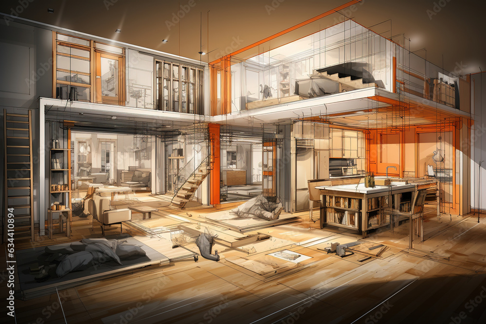 Concept of home refurbishment, showing the transformation and ...