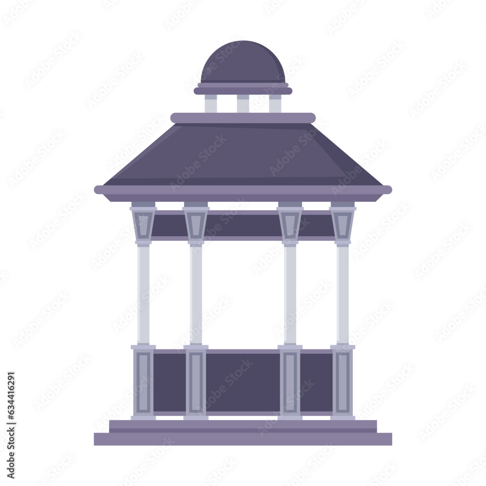 Marble pavilion or gazebo on white background. Bower or pergola for ...