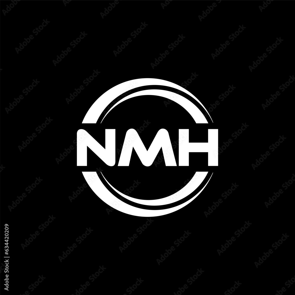 NMH letter logo design with black background in illustrator, vector ...
