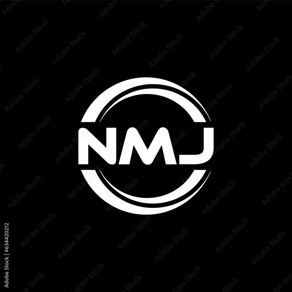 NMJ letter logo design with black background in illustrator, vector ...