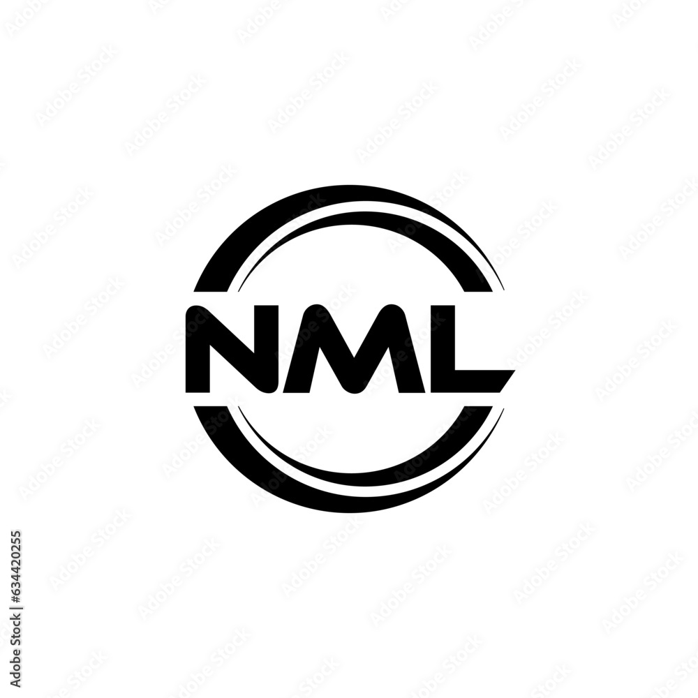 NML letter logo design with white background in illustrator, vector ...