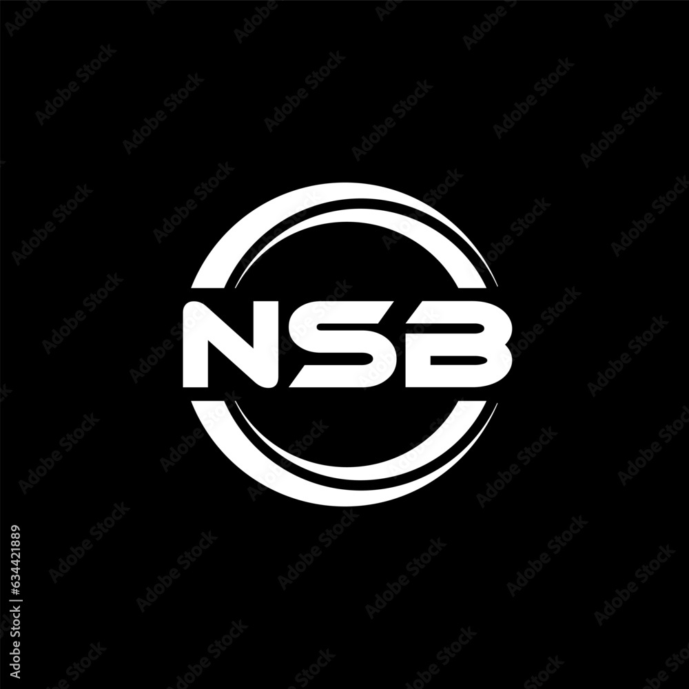 NSB letter logo design with black background in illustrator, vector ...