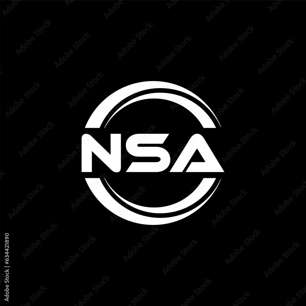 NSA letter logo design with black background in illustrator, vector ...