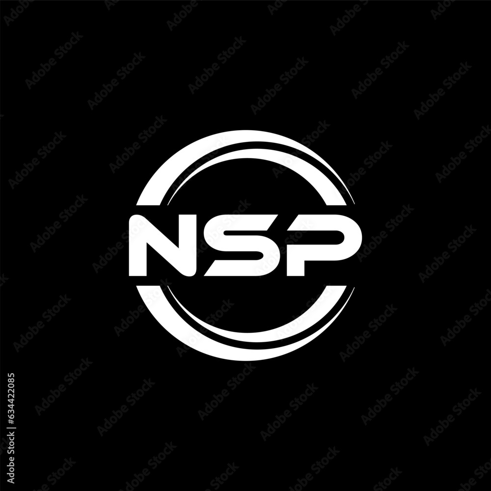 NSP letter logo design with black background in illustrator, vector ...