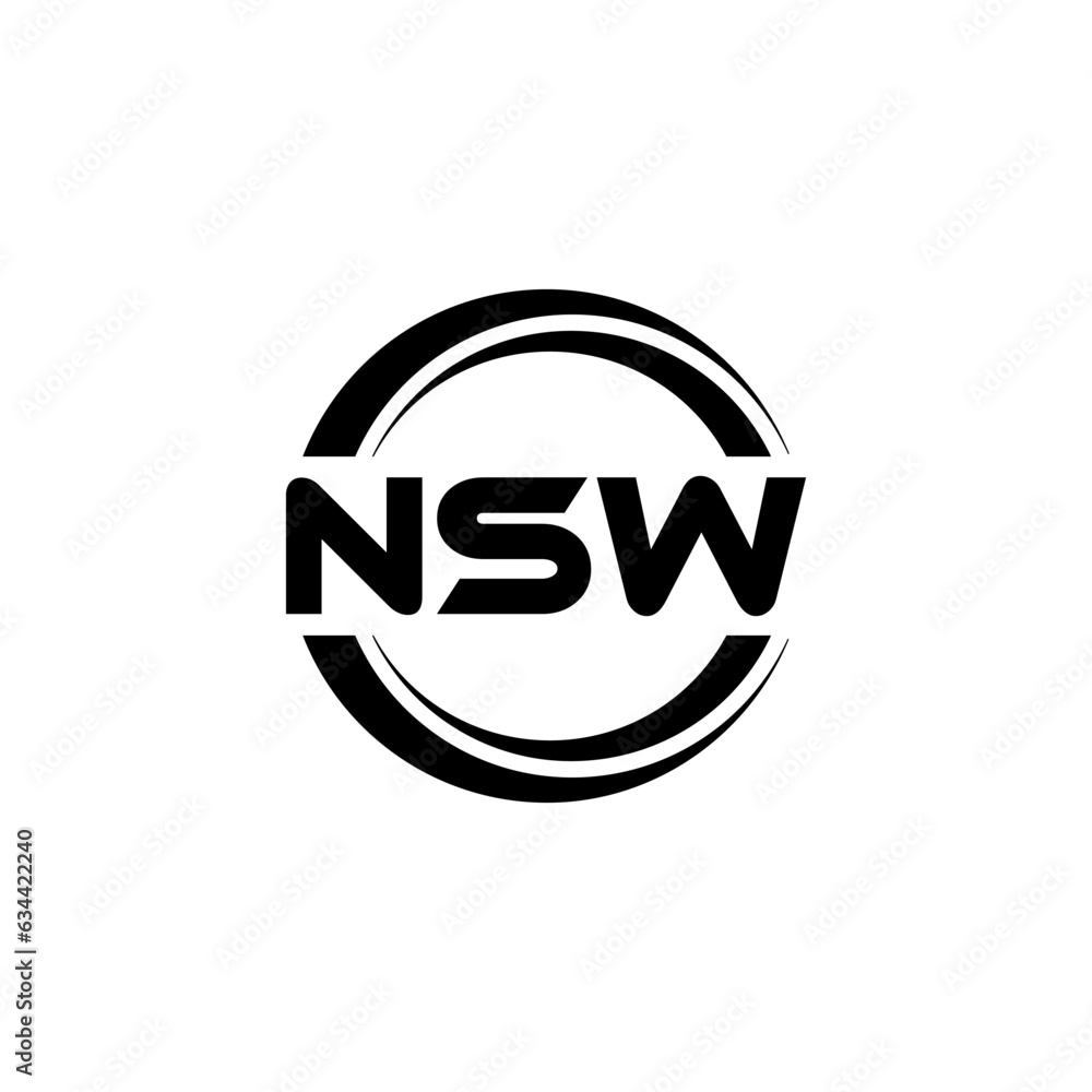 NSW letter logo design with white background in illustrator, vector ...