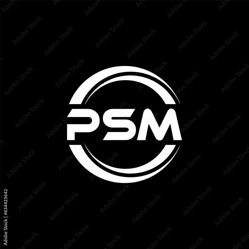 PSM letter logo design with black background in illustrator, vector ...