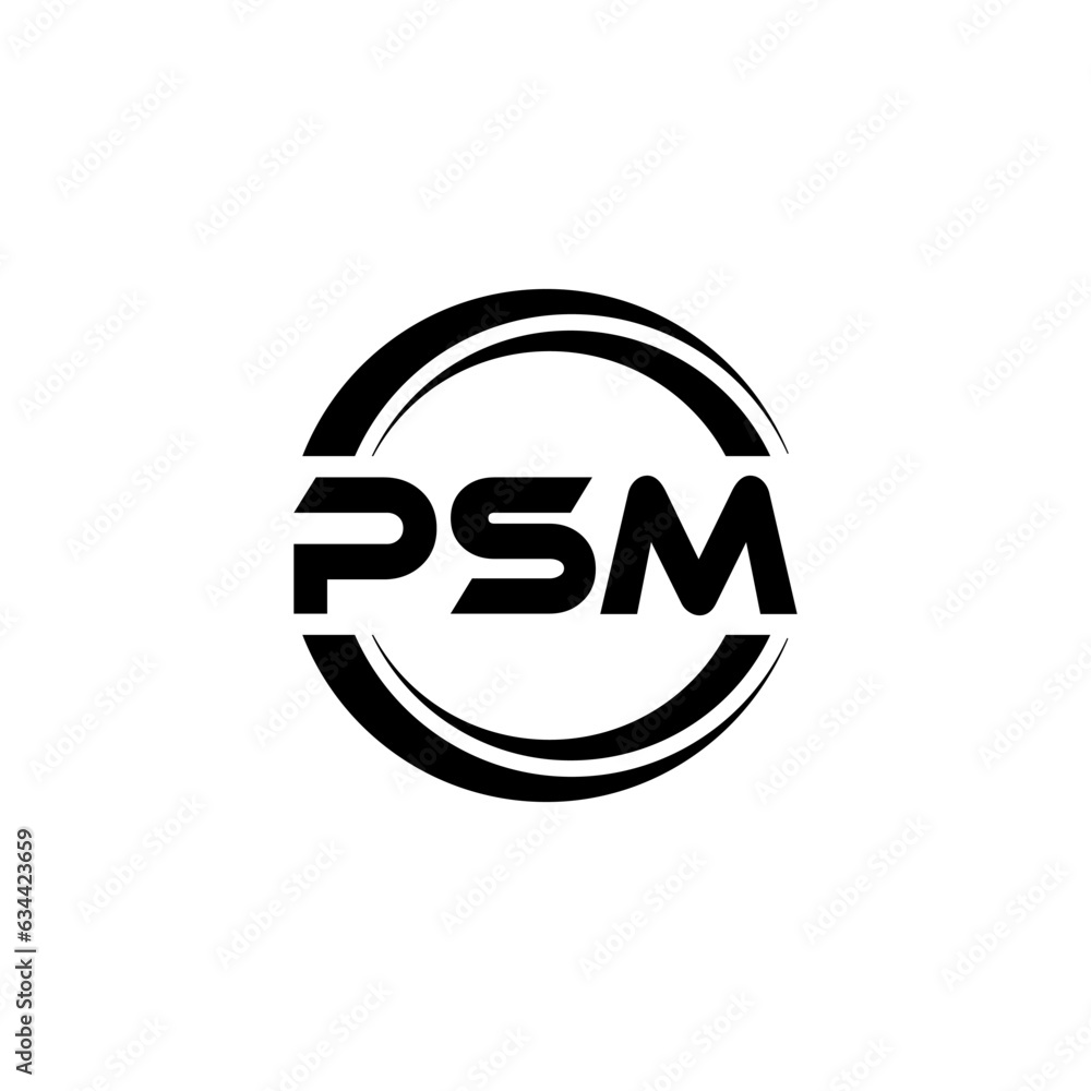 PSM letter logo design with white background in illustrator, vector ...