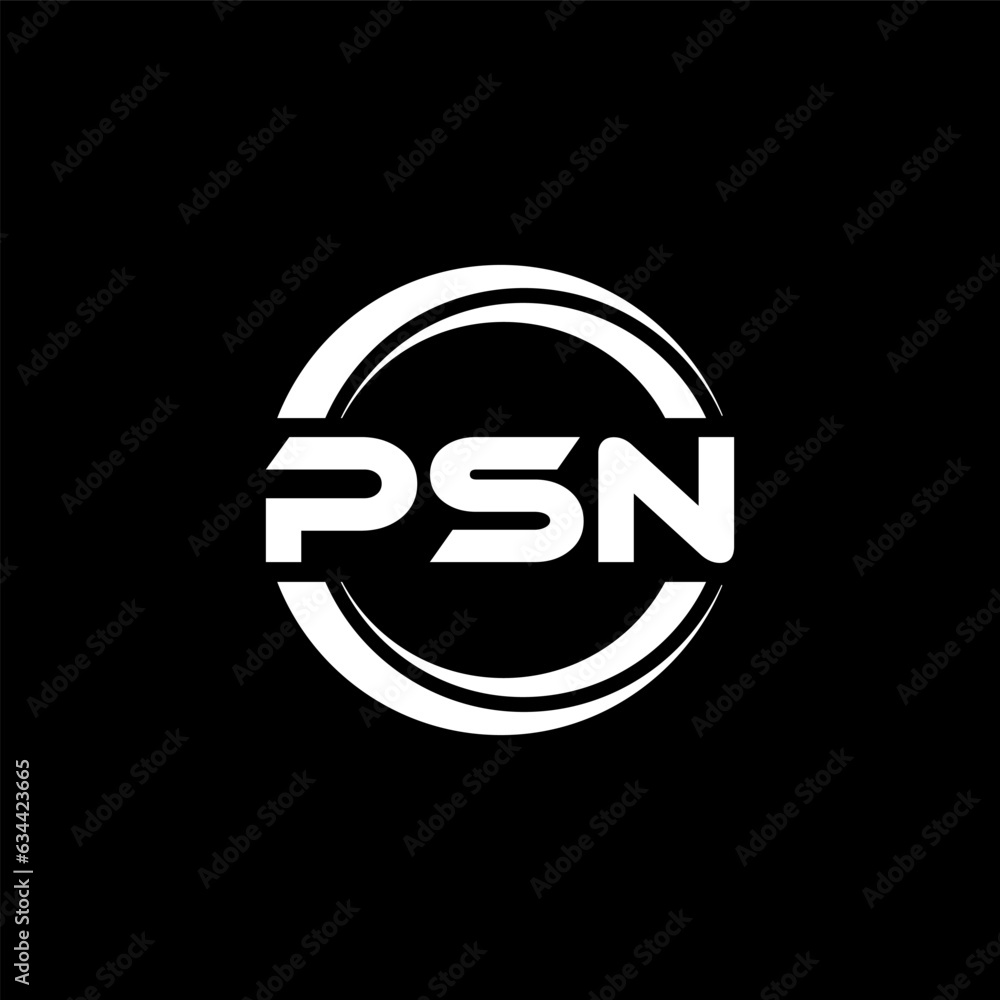 PSN letter logo design with black background in illustrator, vector ...
