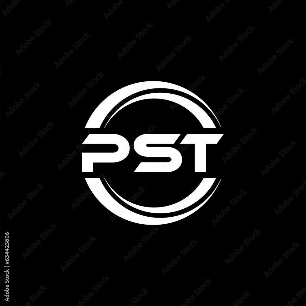 PST letter logo design with black background in illustrator, vector ...